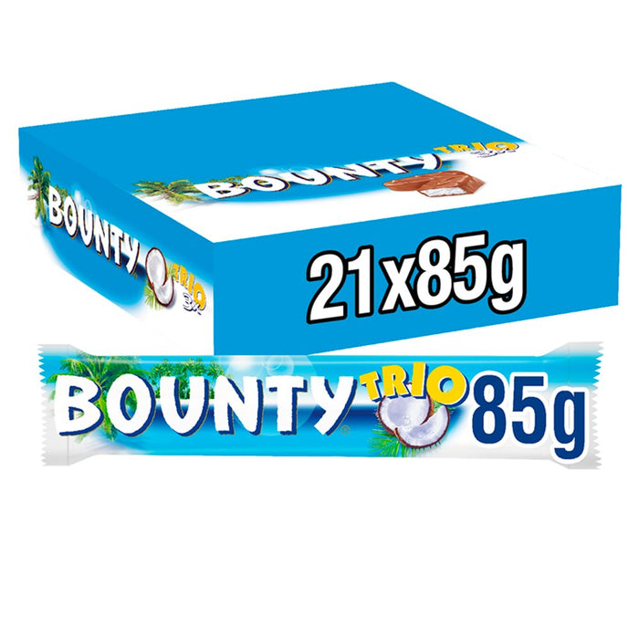 Bounty Coconut & Milk Chocolate Snack Bar Trio 85g (Box of 21 ...