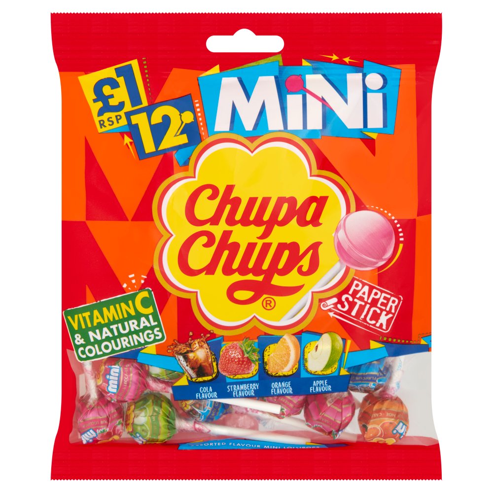 Chupa Chups Mini Assorted Flavour Mini Lollipops 72g (Case of 12 ...