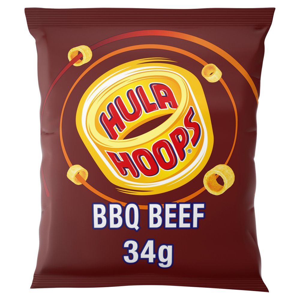 Hula Hoops BBQ Beef Crisps PMP 34g (Box of 32) — BritishGram.com