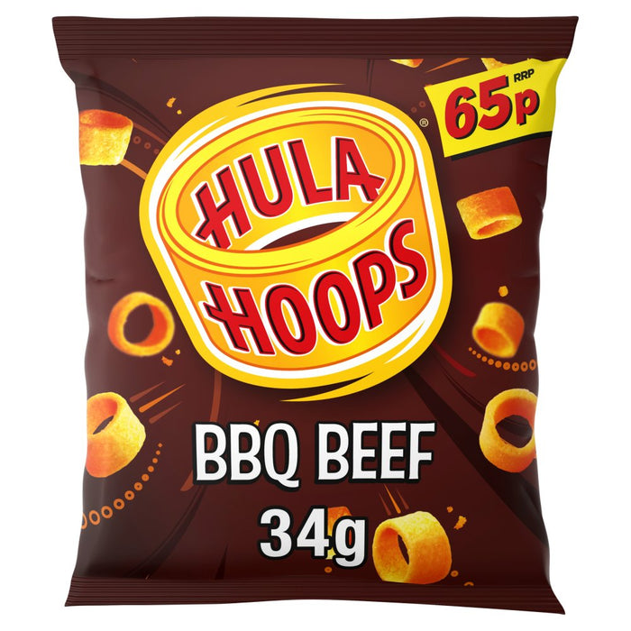 Hula Hoops BBQ Beef Crisps PMP 34g (Box of 32) — BritishGram.com