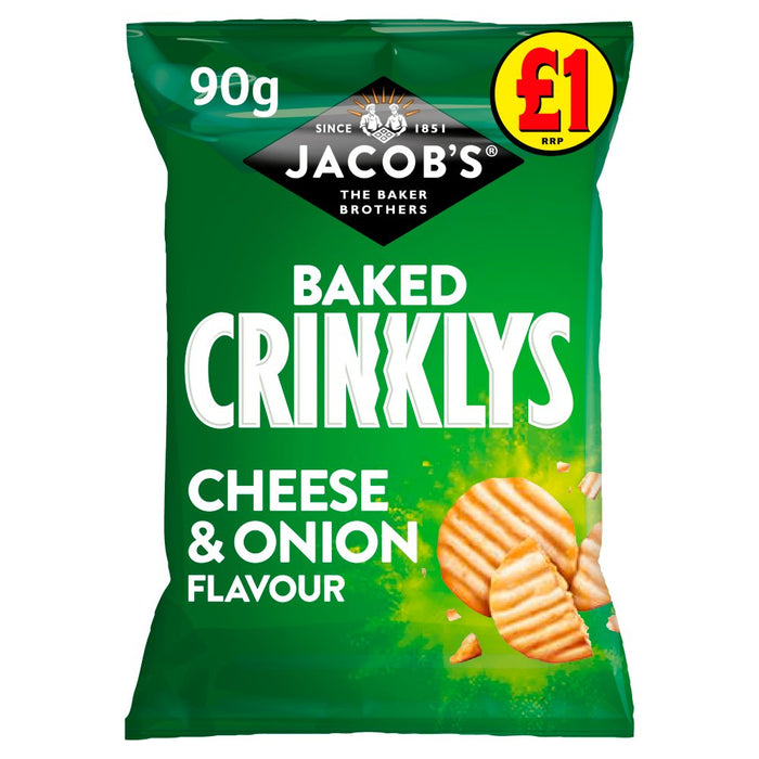 Jacob's Baked Crinklys Cheese & Onion Snacks 90g (Box of 15 ...