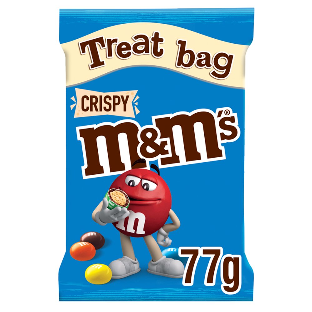 M&M's Crispy Chocolate Treat Bag PMP 77g (Box of 16) — BritishGram.com