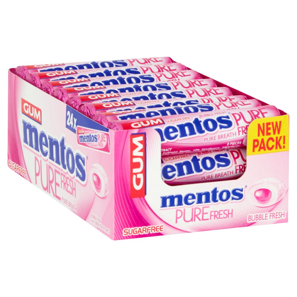 Mentos Gum Pure Fresh Bubble Fresh 8 Pieces 15.5g (Box of 24 ...